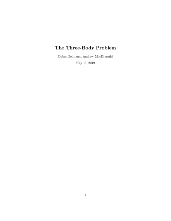 Pdf The Three Body Problem Dylan Oelmann 