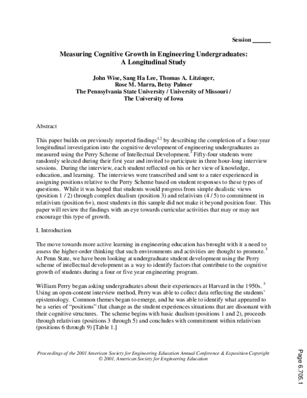 (PDF) Measuring Cognitive Growth In Engineering Undergraduates: A ...