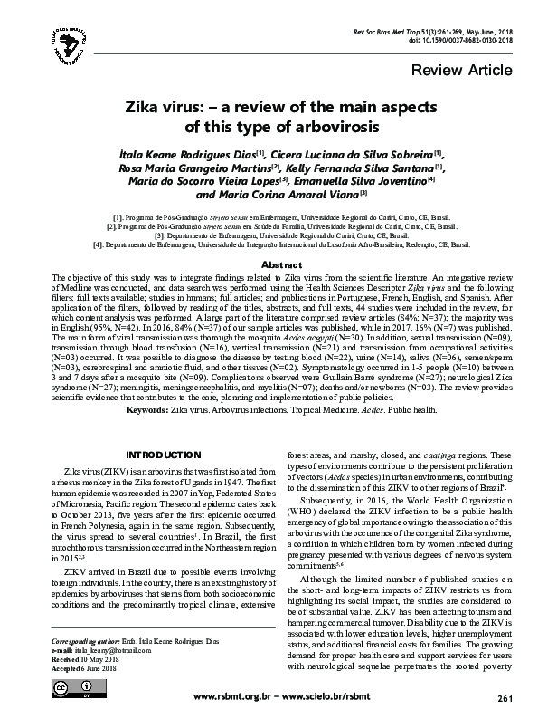 (PDF) Zika virus: - a review of the main aspects of this type of ...