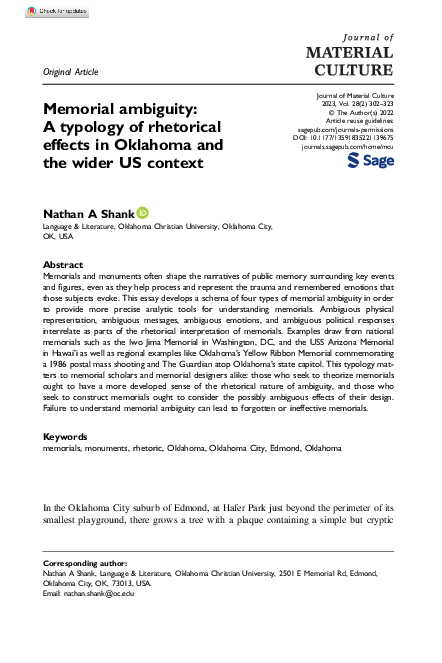 (PDF) Memorial ambiguity: A typology of rhetorical effects in Oklahoma ...