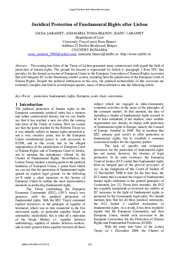 (PDF) Juridical Protection of Fundamental Rights after Lisbon