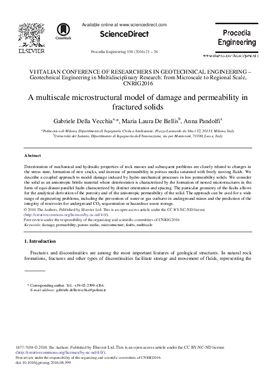 (PDF) A Multiscale Microstructural Model of Damage and Permeability in Fractured Solids