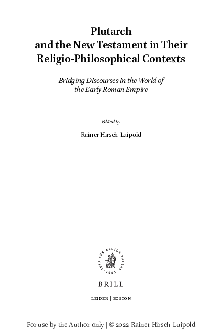 (PDF) "God Is the Measure of All Things": Plutarch and Philo on the ...