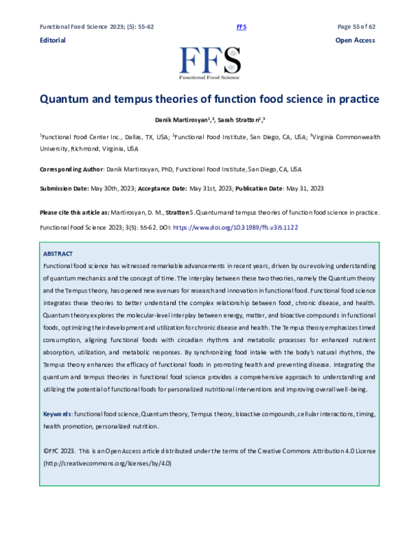(PDF) Quantum and tempus theories of function food science in practice