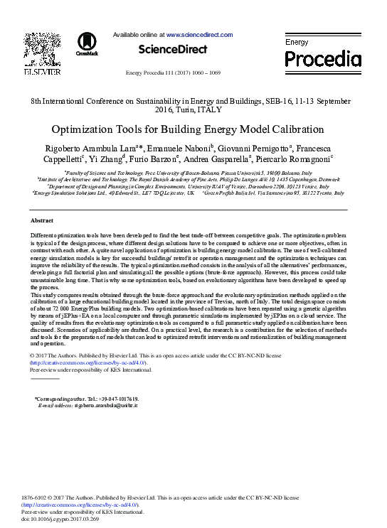 (PDF) Optimization Tools for Building Energy Model Calibration