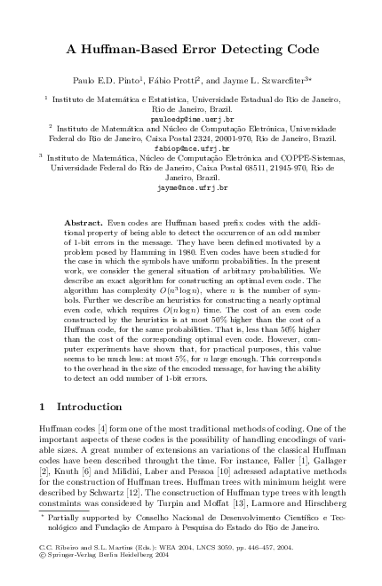 (PDF) A Huffman-Based Error Detecting Code