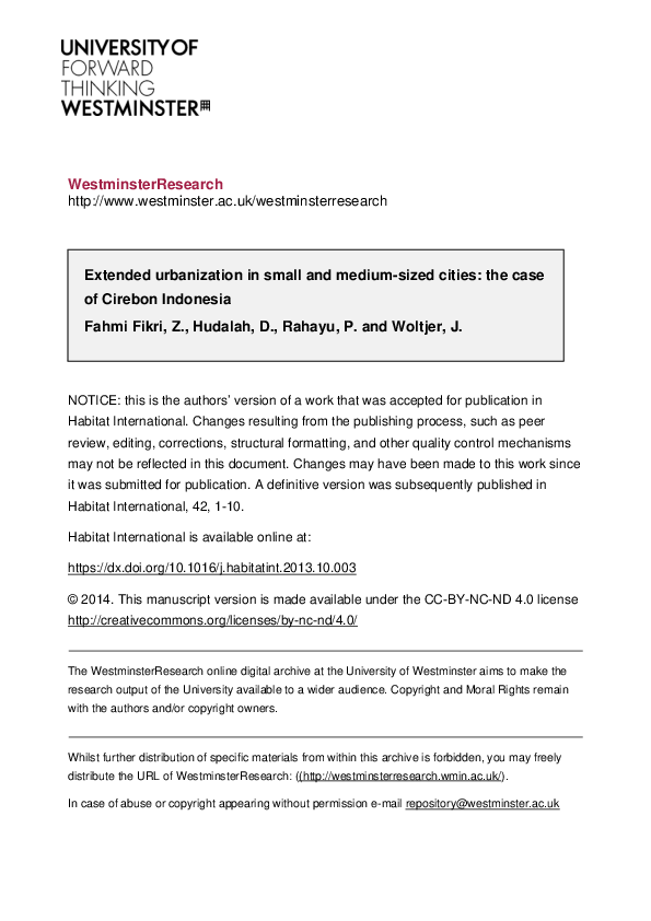 (PDF) Extended urbanization in small and medium-sized cities: The case ...
