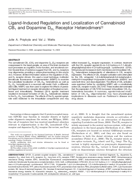 (PDF) Ligand-Induced Regulation and Localization of Cannabinoid CB1 and ...
