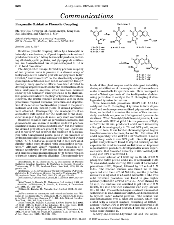 (PDF) Enzymatic Oxidative Phenolic Coupling