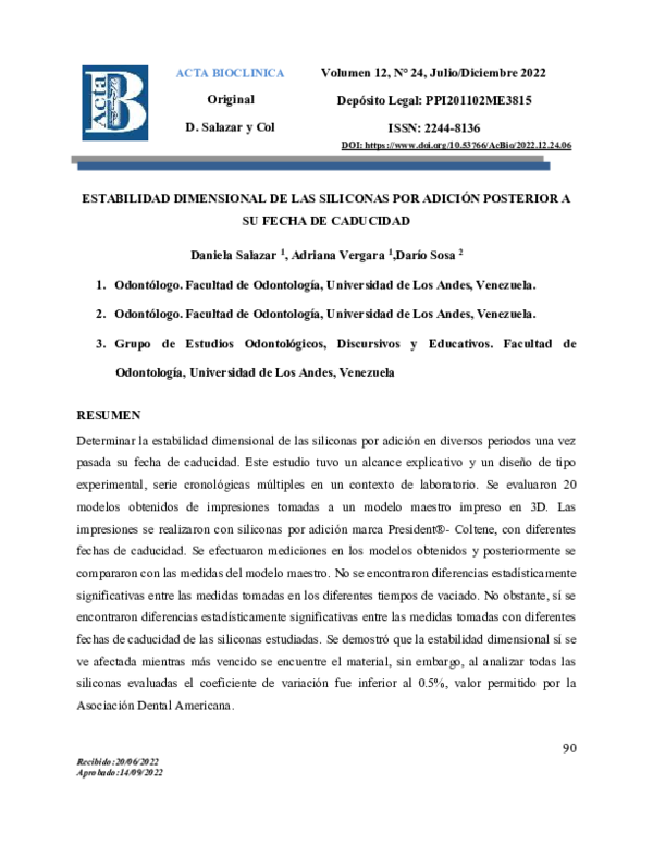 (PDF) Estabilidad dimensional de las siliconas por adición posterior a ...