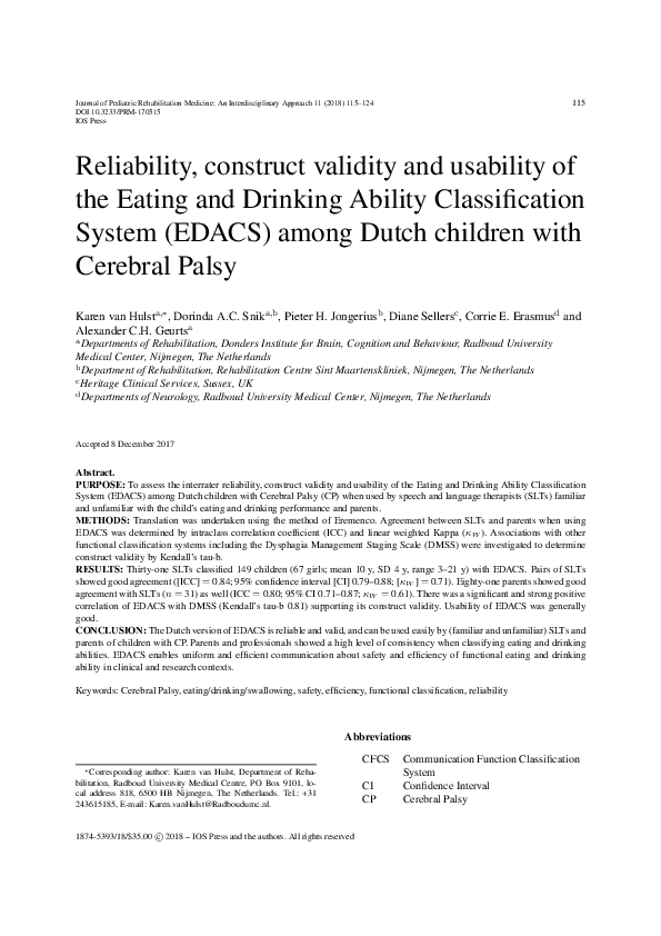 (PDF) Reliability, construct validity and usability of the Eating and ...