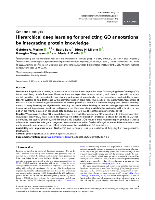 (PDF) Hierarchical deep learning for predicting GO annotations by integrating protein knowledge