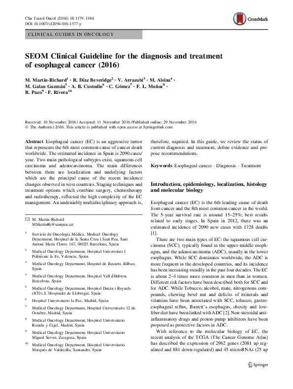 (PDF) SEOM Clinical Guideline for the diagnosis and treatment of ...