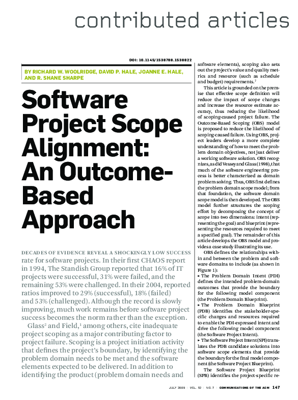 (PDF) Software project scope alignment