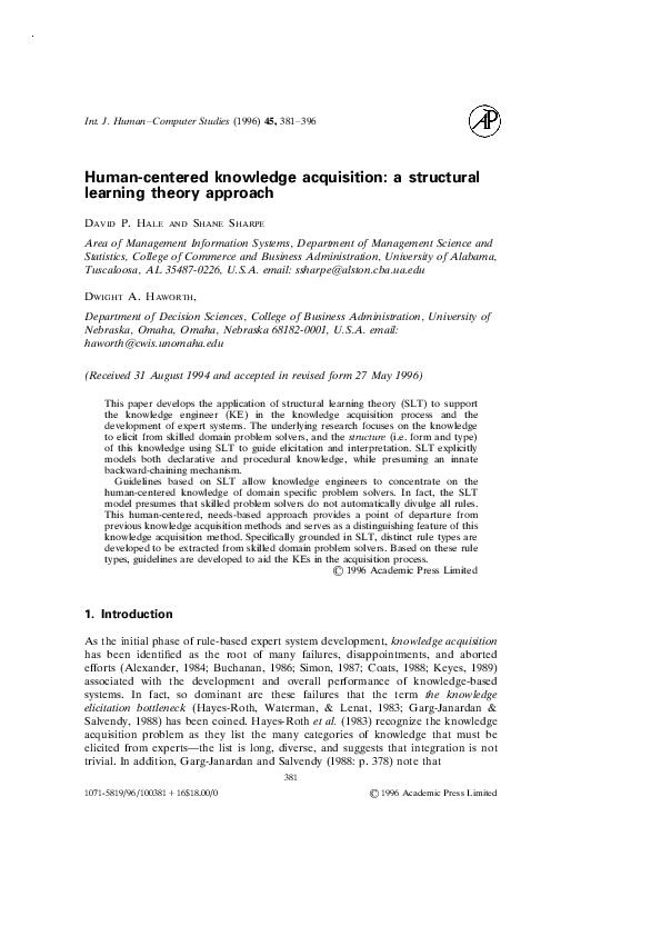 (PDF) Human-centered knowledge acquisition: a structural learning theory approach