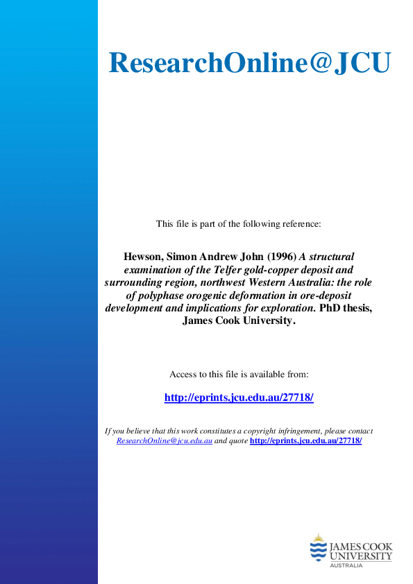(PDF) A structural examination of the Telfer gold-copper deposit and ...