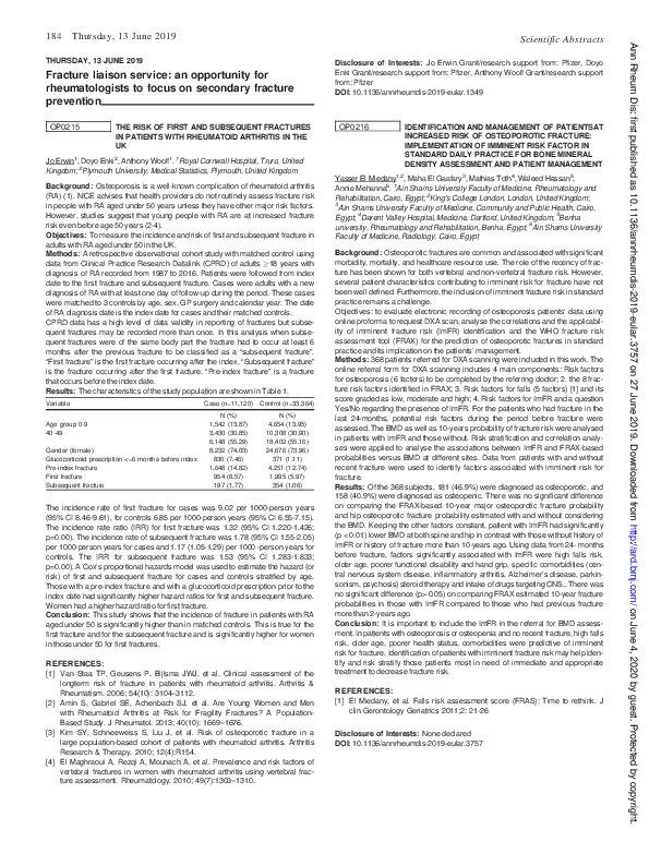 (PDF) OP0216 IDENTIFICATION and Management of Patientsat Increased Risk ...