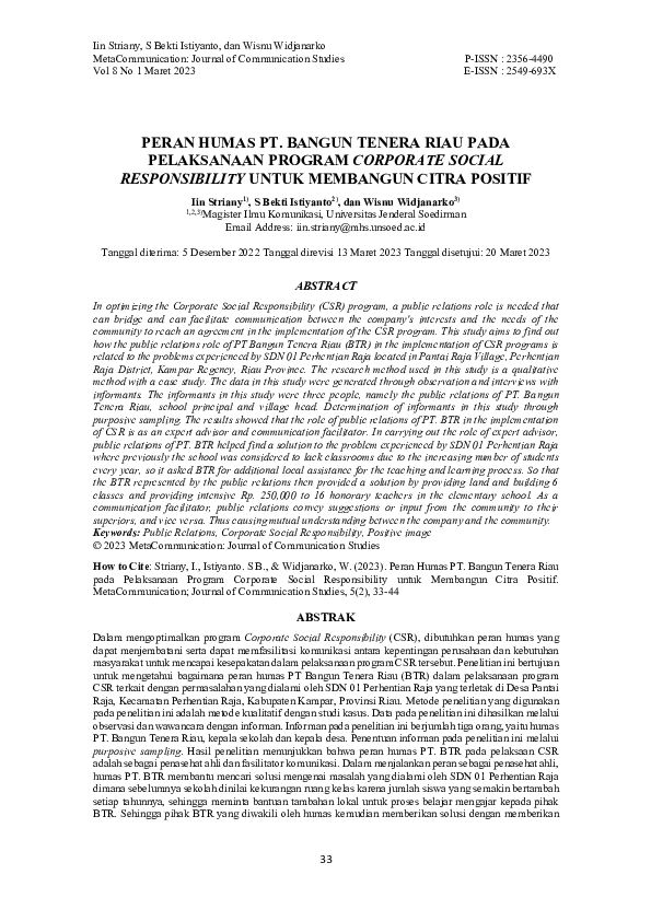 (PDF) Peran Humas Pt. Bangun Tenera Riau Pada Pelaksanaan Program ...