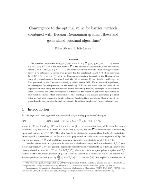 (PDF) Optimal Barrier Methods with Riemannian Flows