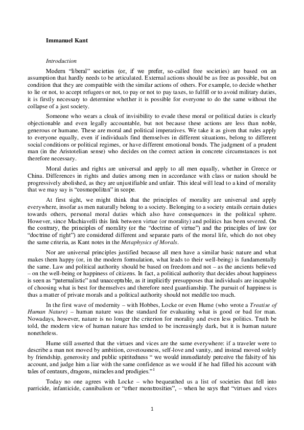 (PDF) Immanuel Kant and the History of Political Ideas: Autonomy