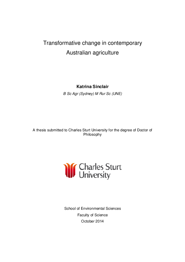 (PDF) Transformative change in contemporary Australian agriculture