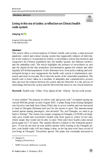 (PDF) Living in the era of codes: a reflection on China’s health code ...