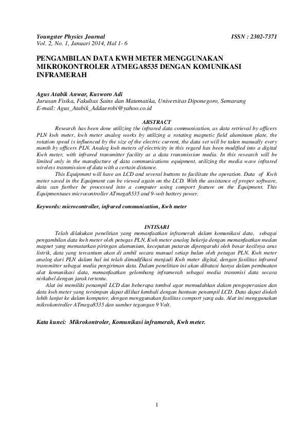 (PDF) Pengambilan Data KWH Meter Menggunakan Mikrokontroler ATMEGA8535 ...
