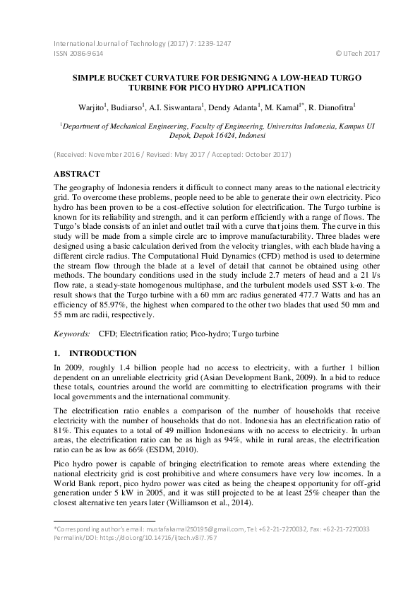 (PDF) Simple Bucket Curvature for Designing a Low-head Turgo Turbine ...