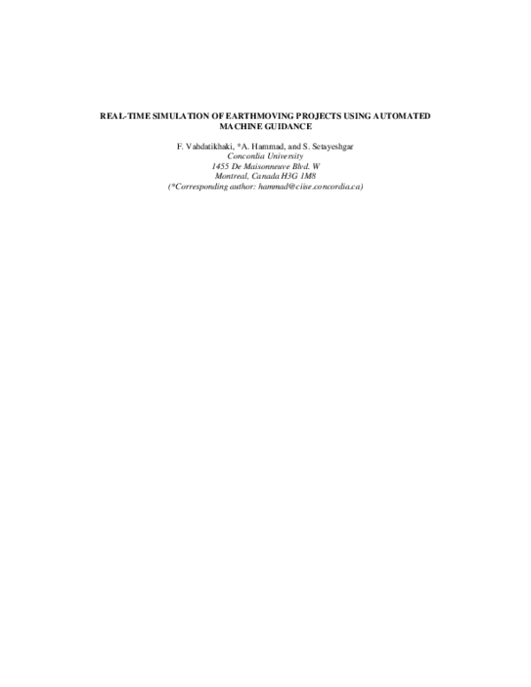 (PDF) Real-Time Simulation of Earthmoving Projects Using Automated ...