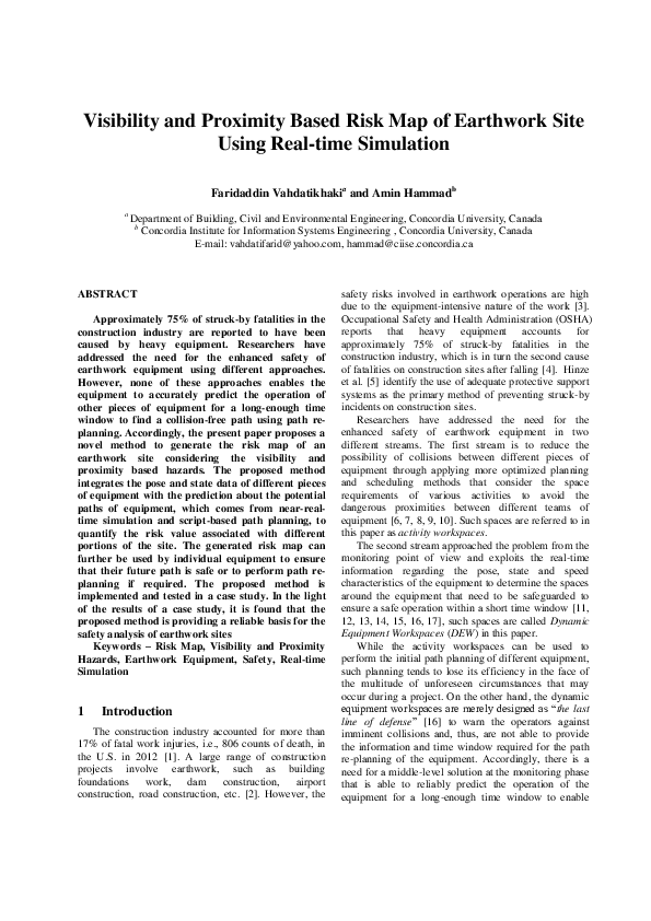(PDF) Visibility and Proximity Based Risk Map of Earthwork Site Using ...
