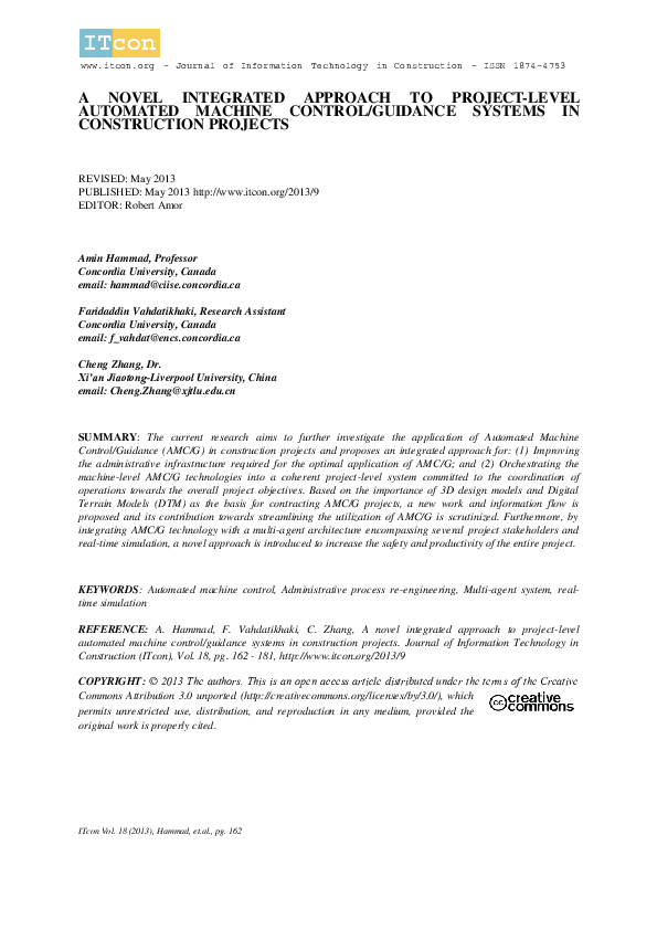 (PDF) A novel integrated approach to project-level automated machine ...