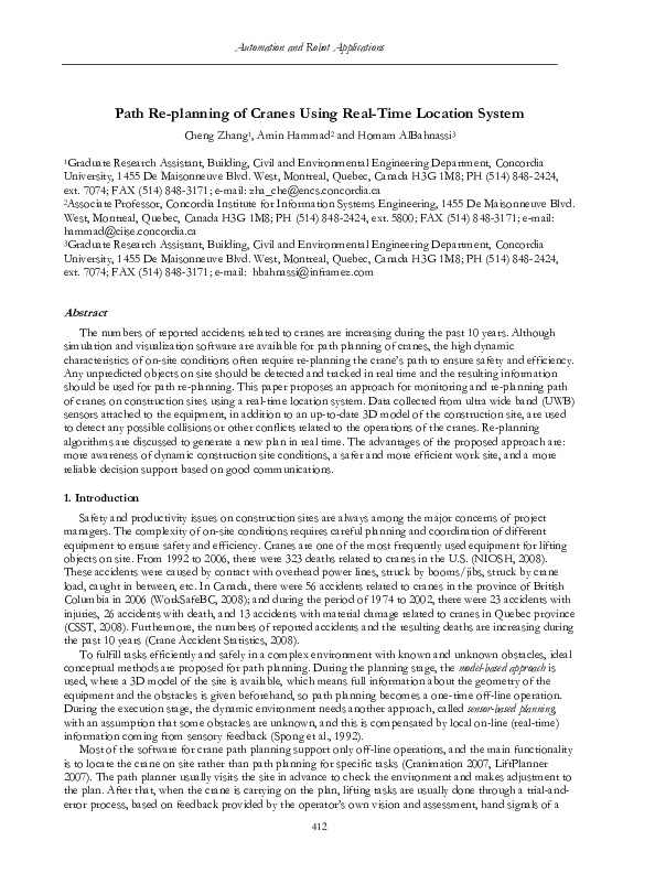 (PDF) Path Re-Planning of Cranes Using Real-Time Location System