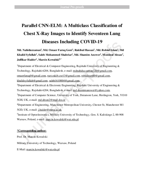 (PDF) Parallel CNN-ELM: A Multiclass Classification of Chest X-Ray ...