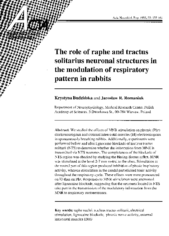 (PDF) The role of raphe and tractus solitarius neuronal structures in ...