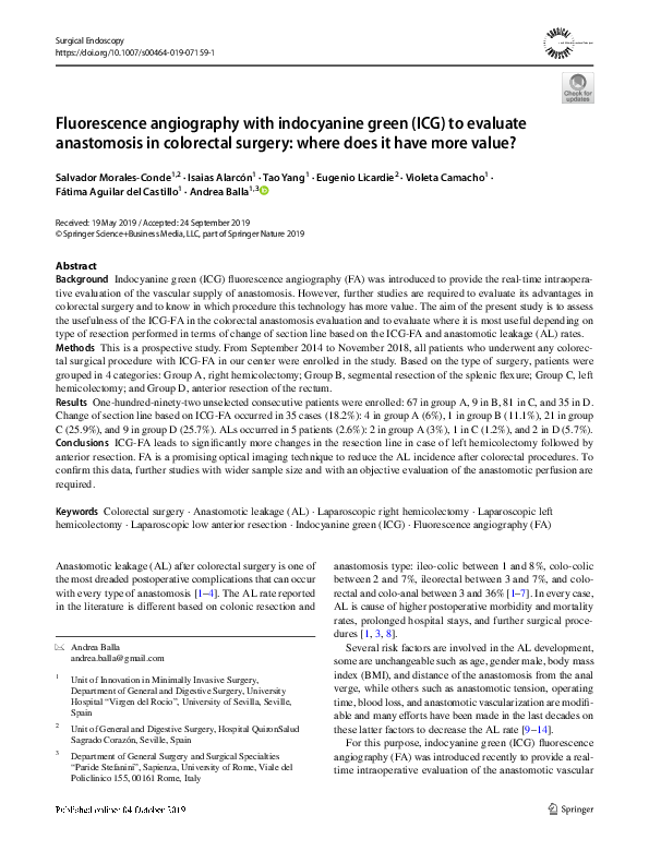 (PDF) Fluorescence angiography with indocyanine green (ICG) to evaluate ...