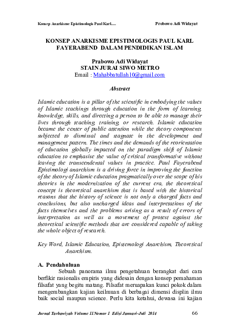 (PDF) Konsep Anarkisme Epistimologis Paul Karl Fayerabend Dalam ...
