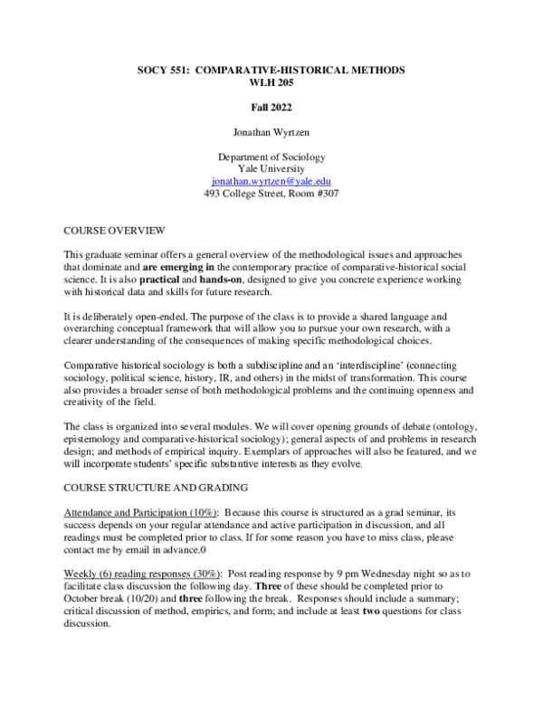 (PDF) SOCY 551: COMPARATIVE-HISTORICAL METHODS