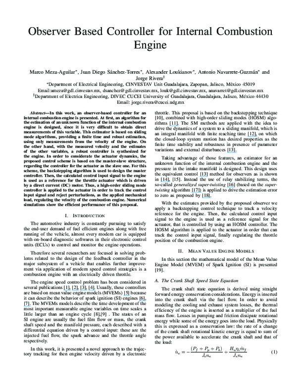 (PDF) Observer based controller for internal combustion engine