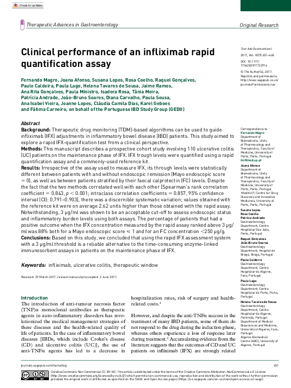 (PDF) Clinical performance of an infliximab rapid quantification assay