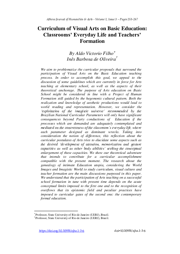 (PDF) Curriculum of Visual Arts on Basic Education: Classrooms ...