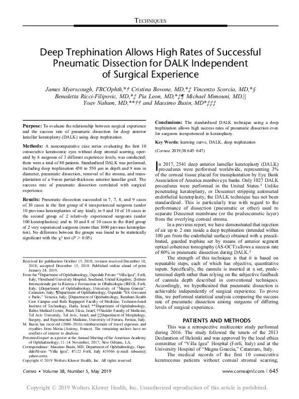 (PDF) Deep Trephination Allows High Rates of Successful Pneumatic ...