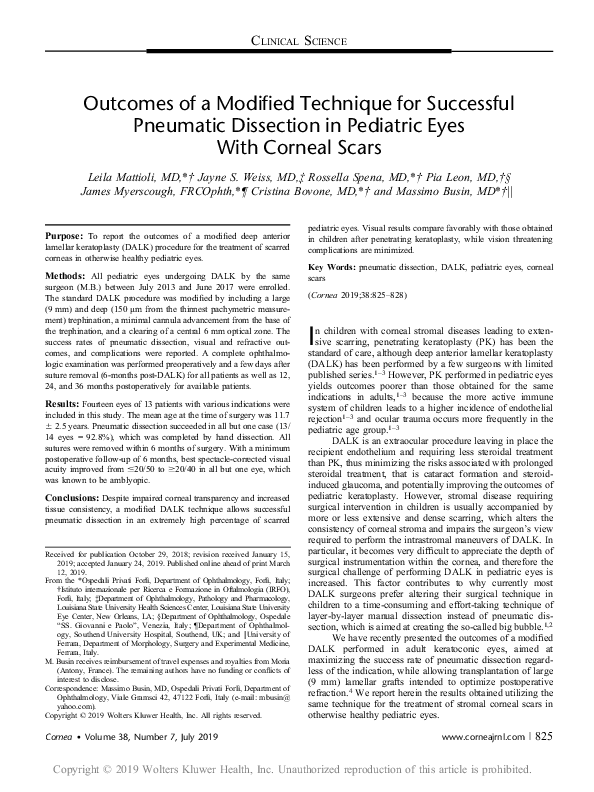 (PDF) Outcomes of a Modified Technique for Successful Pneumatic ...