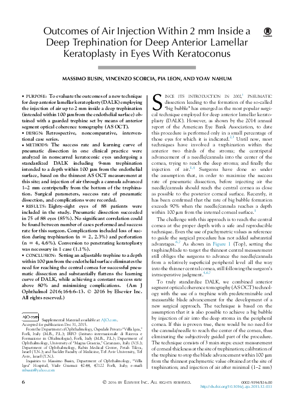 (PDF) Outcomes of Air Injection within 2 mm inside a Deep Trephination ...