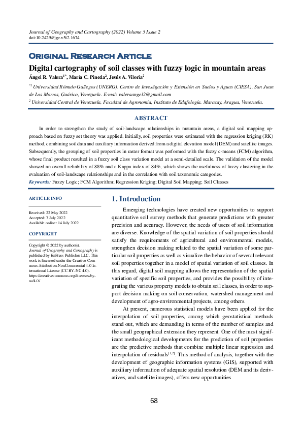 (PDF) Digital cartography of soil classes with fuzzy logic in mountain ...