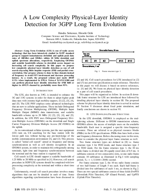 (PDF) A low complexity physical-layer identity detection for 3GPP Long Term Evolution