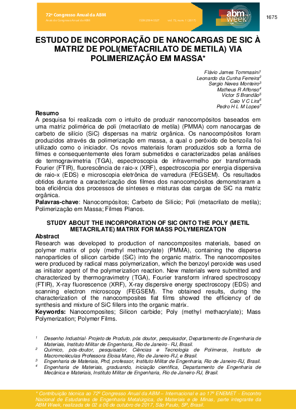 (PDF) Estudo De Incorporação De Nanocargas De Sic À Matriz De Poli ...