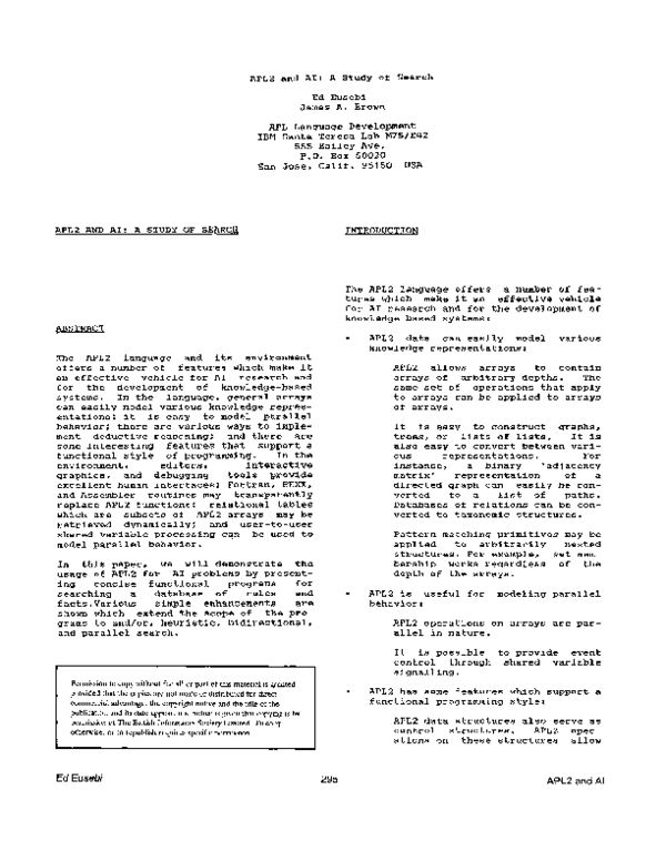 (PDF) APL2 and AI: a study of search