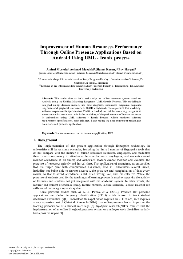 (PDF) Improvement of Human Resources Performance Through Online Presence Applications Based on ...