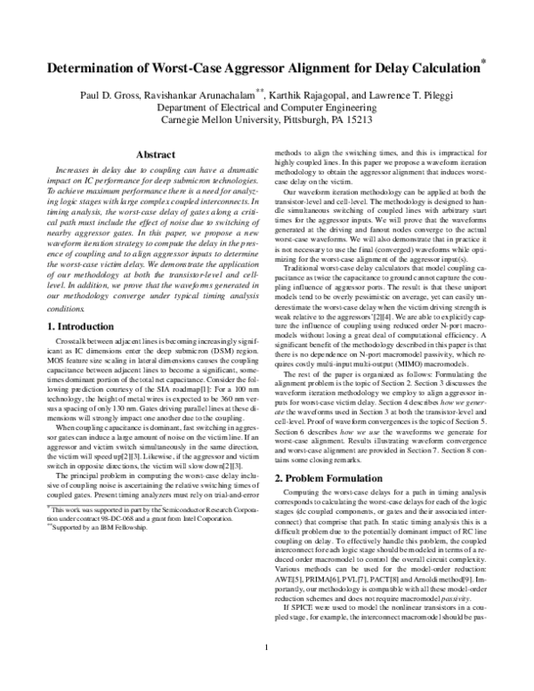 (PDF) Determination of worst-case aggressor alignment for delay calculation | Karthik Karthik ...