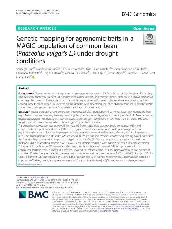 (PDF) Genetic mapping for agronomic traits in a MAGIC population of ...